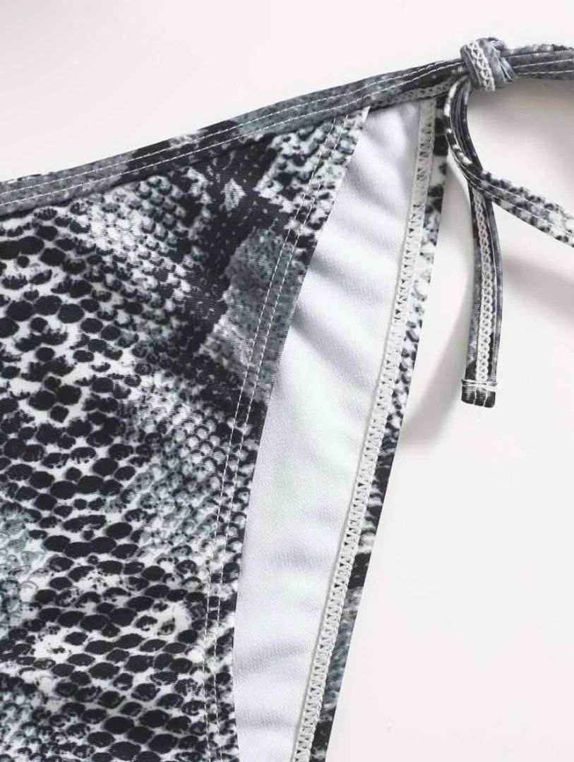 Snakeskin Print Triangle Bikini Swimsuit, Women's Fashion, Swimwear ...