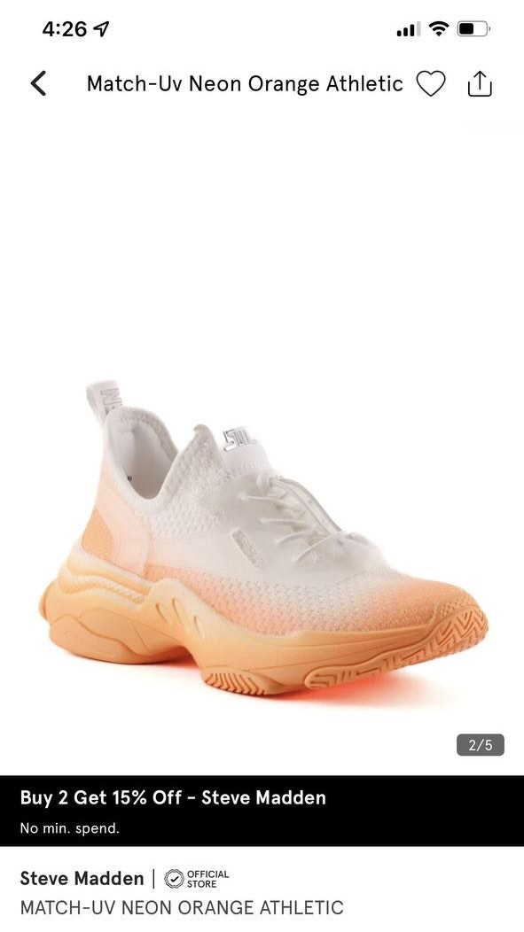 Steve Madden Match-UV Neon Orange Athletic, Women's Fashion, Footwear ...