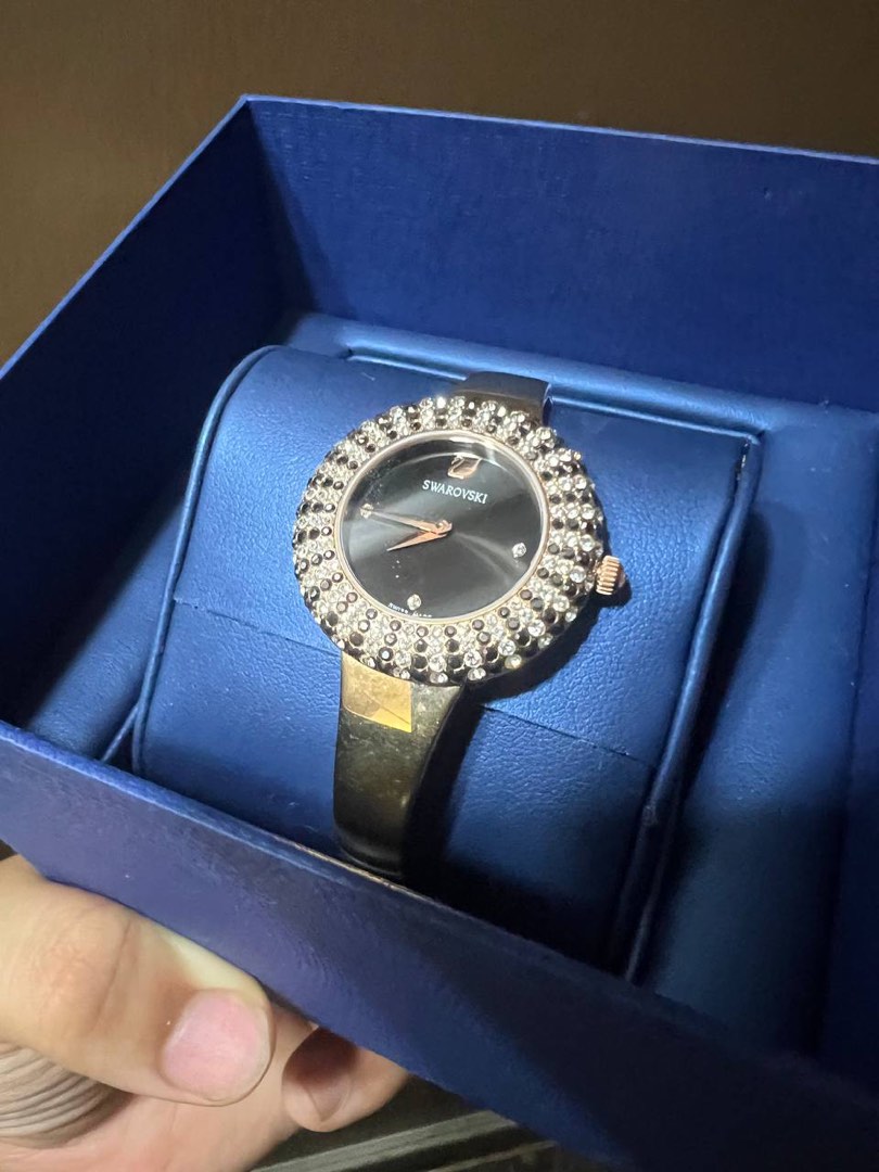 Swarovski Crystal Rose Watch Black, Luxury, Watches on Carousell