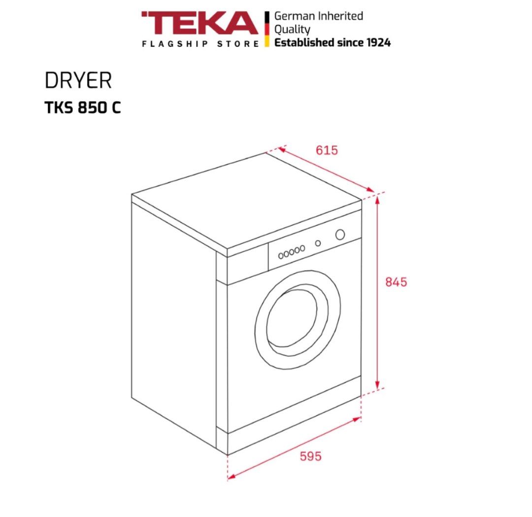 Teka Dryer TKS 850c, TV & Home Appliances, Washing Machines and Dryers ...