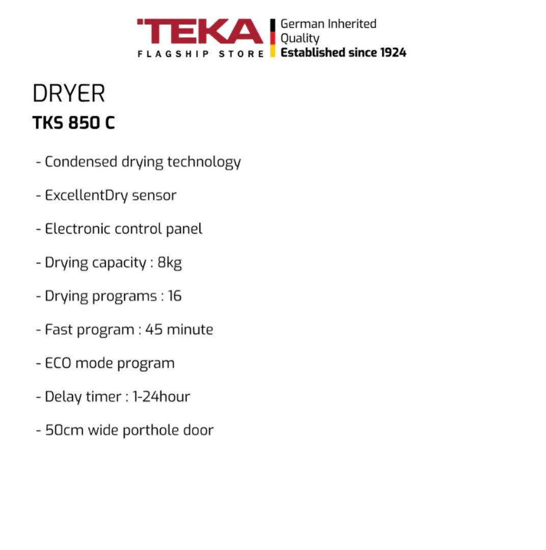 Teka Dryer TKS 850c, TV & Home Appliances, Washing Machines and Dryers ...