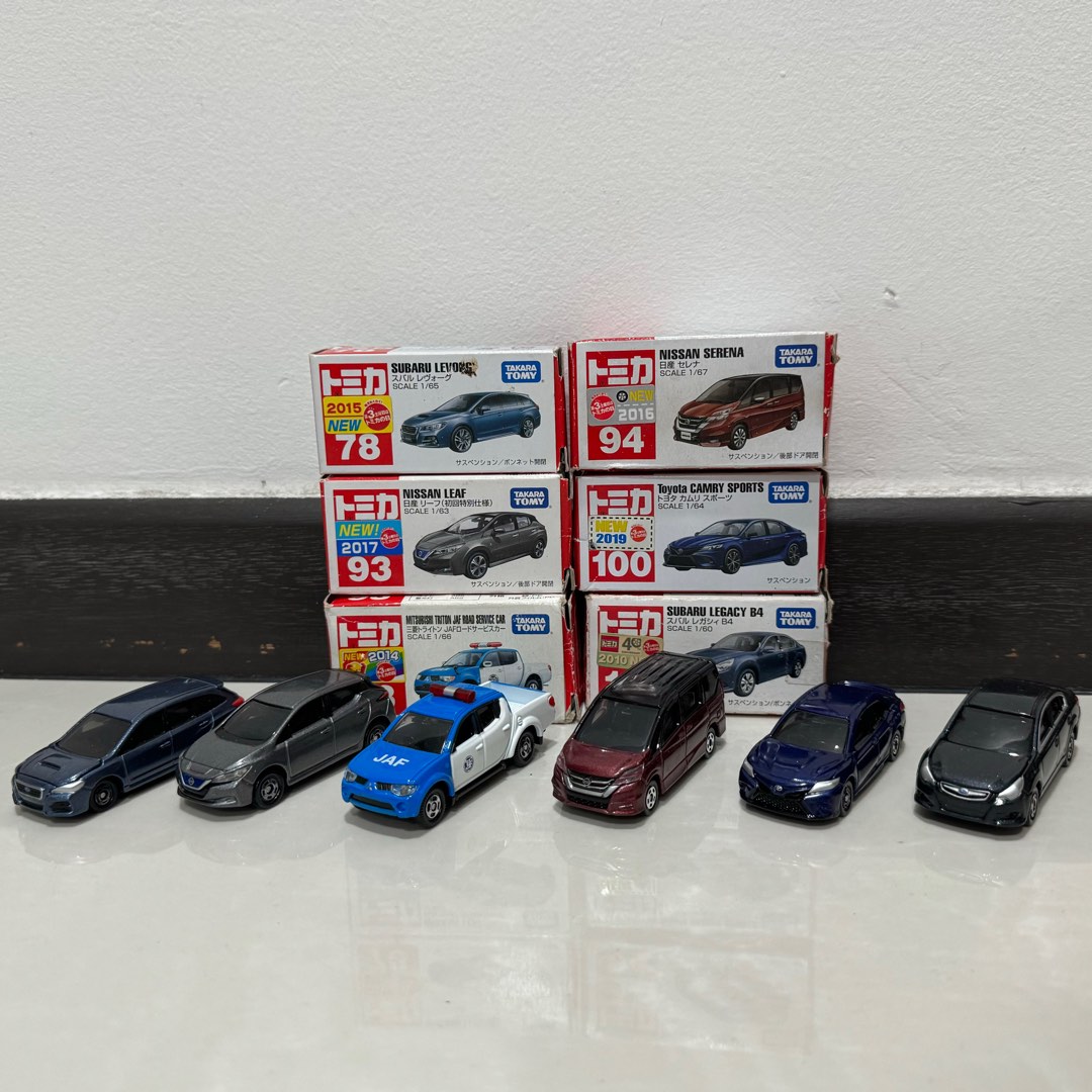 Tomica #78 Subaru Levorg, #93 Nissan Leaf, #93 Mitsubishi Triton JAF ...