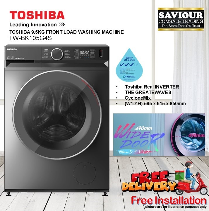 TOSHIBA TW-BH105M4S(SK) 9.5KG FRONT LOAD WASHING MACHINE - SILVER - 3 TICKs, TV & Home ...