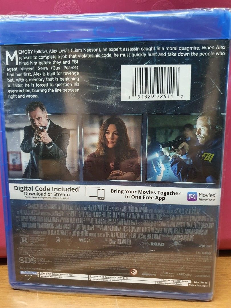 USA Blu Ray - Memory (2022, Liam Neeson, Monica Bellucci, Guy Pearce ...