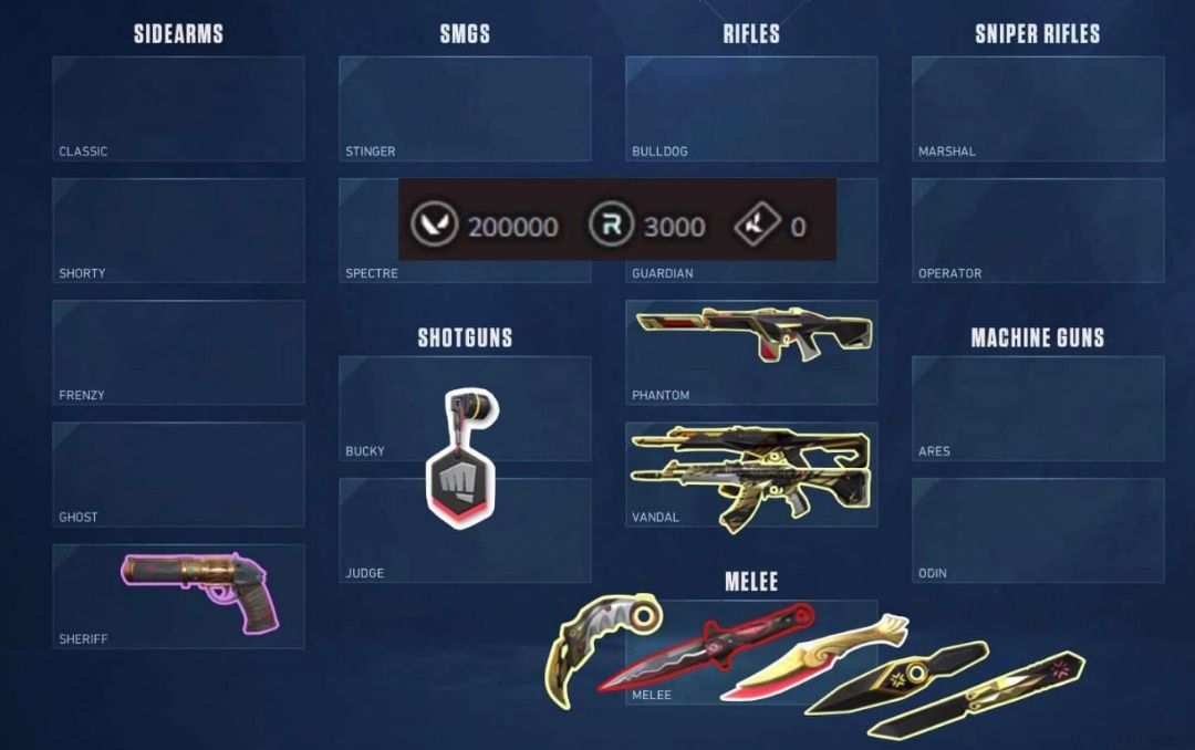 VALORANT ACCOUNT RIOT GUN BUDDY 200,000 VP 3,000 RP , ALL 9/9 LIMITED ...