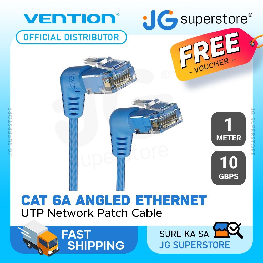 Vention 0.5m / 1m / 1.5m / 2m / 3m / 5m Cat6A UTP Patch Angled Ethernet ...