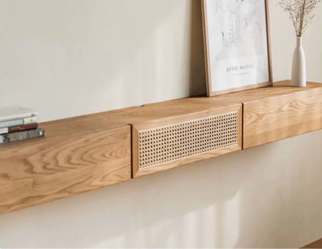 VIN Rustic Oak Floating TV Console, Furniture & Home Living, Furniture ...