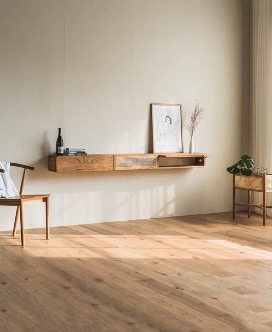 VIN Rustic Oak Floating TV Console, Furniture & Home Living, Furniture ...