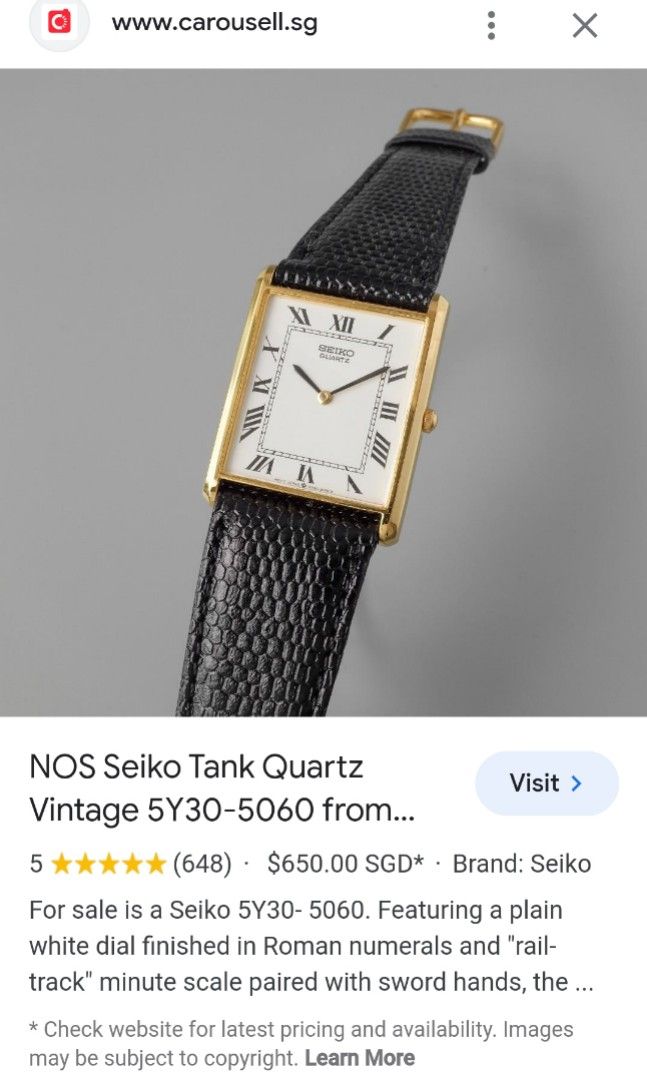Vintage Seiko Men Cartier Tank Watch, Men's Fashion, Watches ...