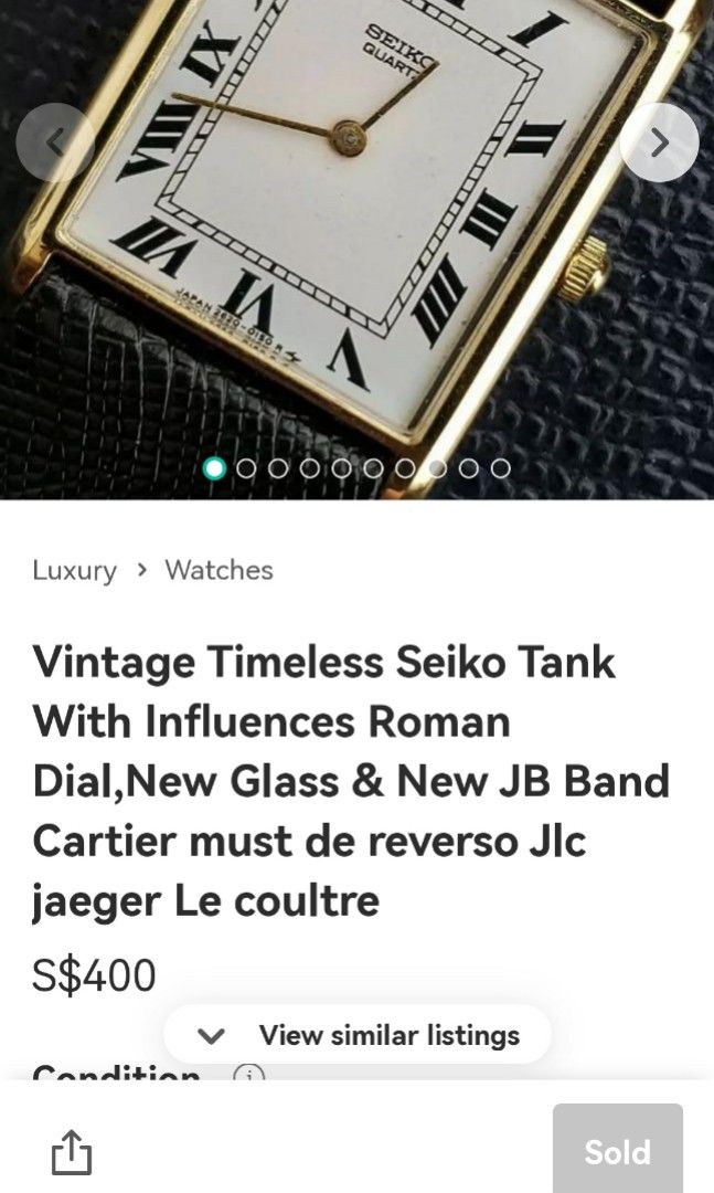 Vintage Seiko Men Cartier Tank Watch, Men's Fashion, Watches ...