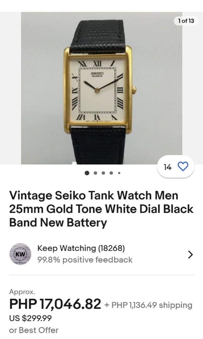 Vintage Seiko Men Cartier Tank Watch, Men's Fashion, Watches ...
