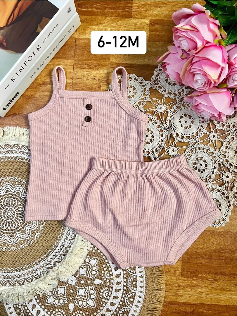 Waffle Sando and Bloomer Shorts Terno Set, Babies & Kids, Babies & Kids ...