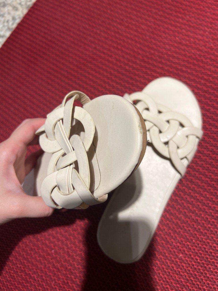 White Weave Sliders, Women's Fashion, Footwear, Flipflops and Slides on ...