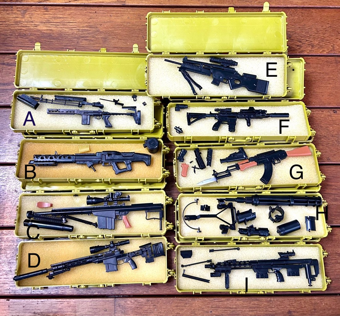 1/6 Gun plastic model (15 different guns labeled A to O), Hobbies ...