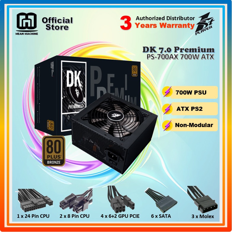 1ST PLAYER DK 7.0 Premium 700W 80+ Bronze ATX PSU Power Supply Unit, Computers & Tech, Parts ...