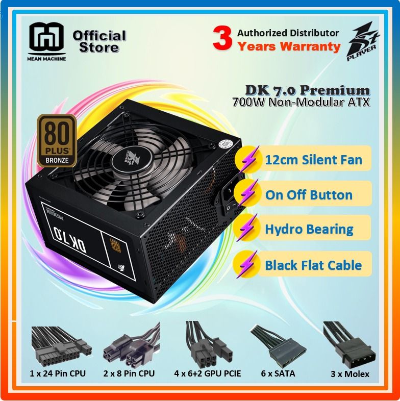 1ST PLAYER DK 7.0 Premium 700W 80+ Bronze ATX PSU Power Supply Unit, Computers & Tech, Parts ...