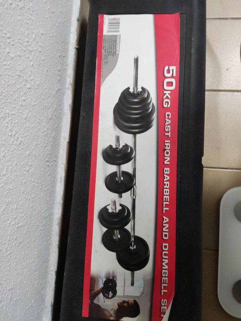 50kg Cast Iron Dumbbell/Barbell Set, Sports Equipment, Exercise ...