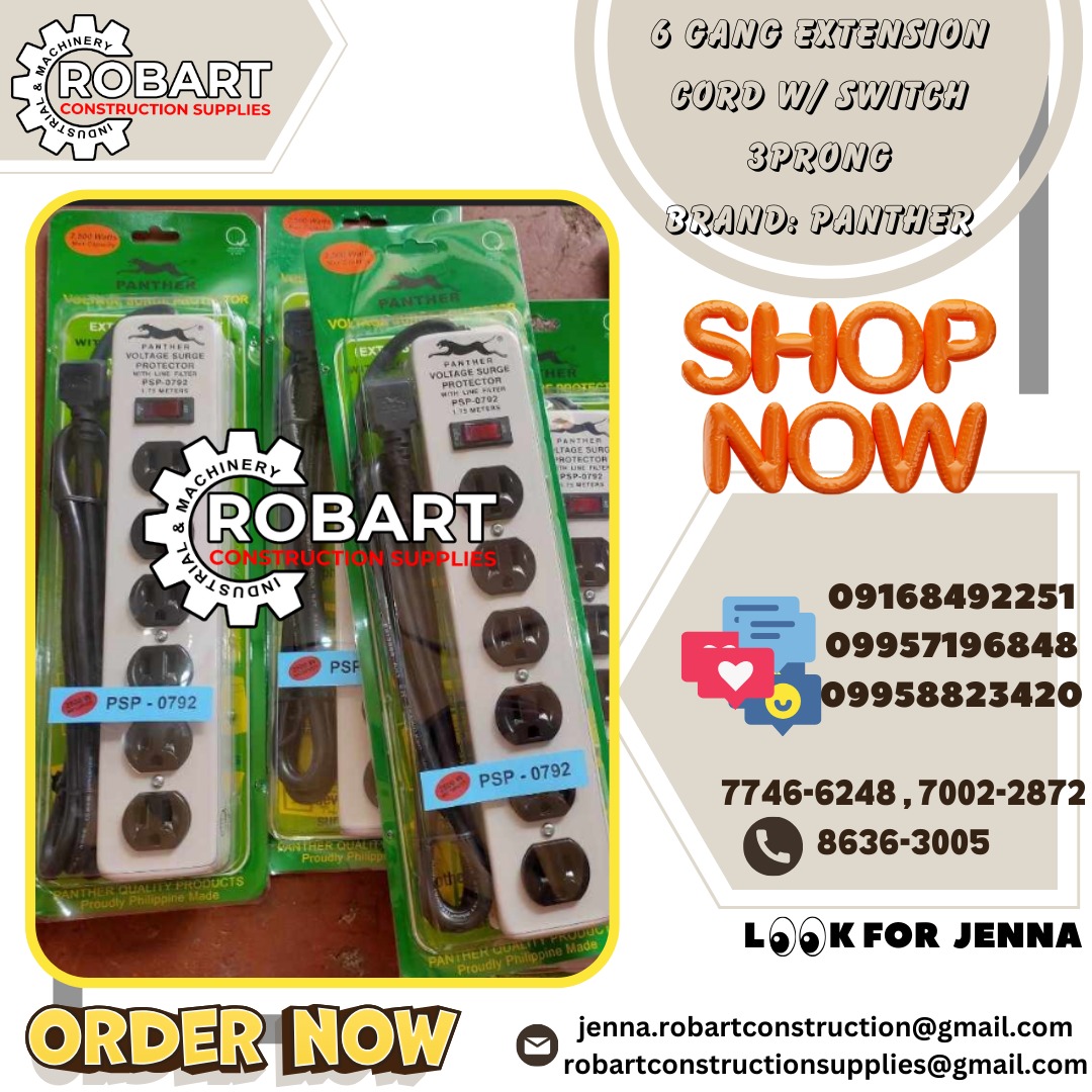 6 gang extension cord w/ switch 3prong brand: panther, Commercial ...