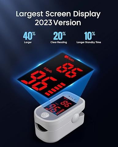 AILE Pulse Oximeter Oxygen Meter Adults Accurate Fast Easy Larger Red ...