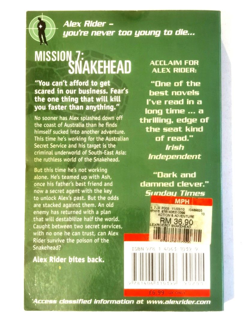 Alex Rider Snakehead Book By Anthony Horowitz, Hobbies & Toys, Books ...