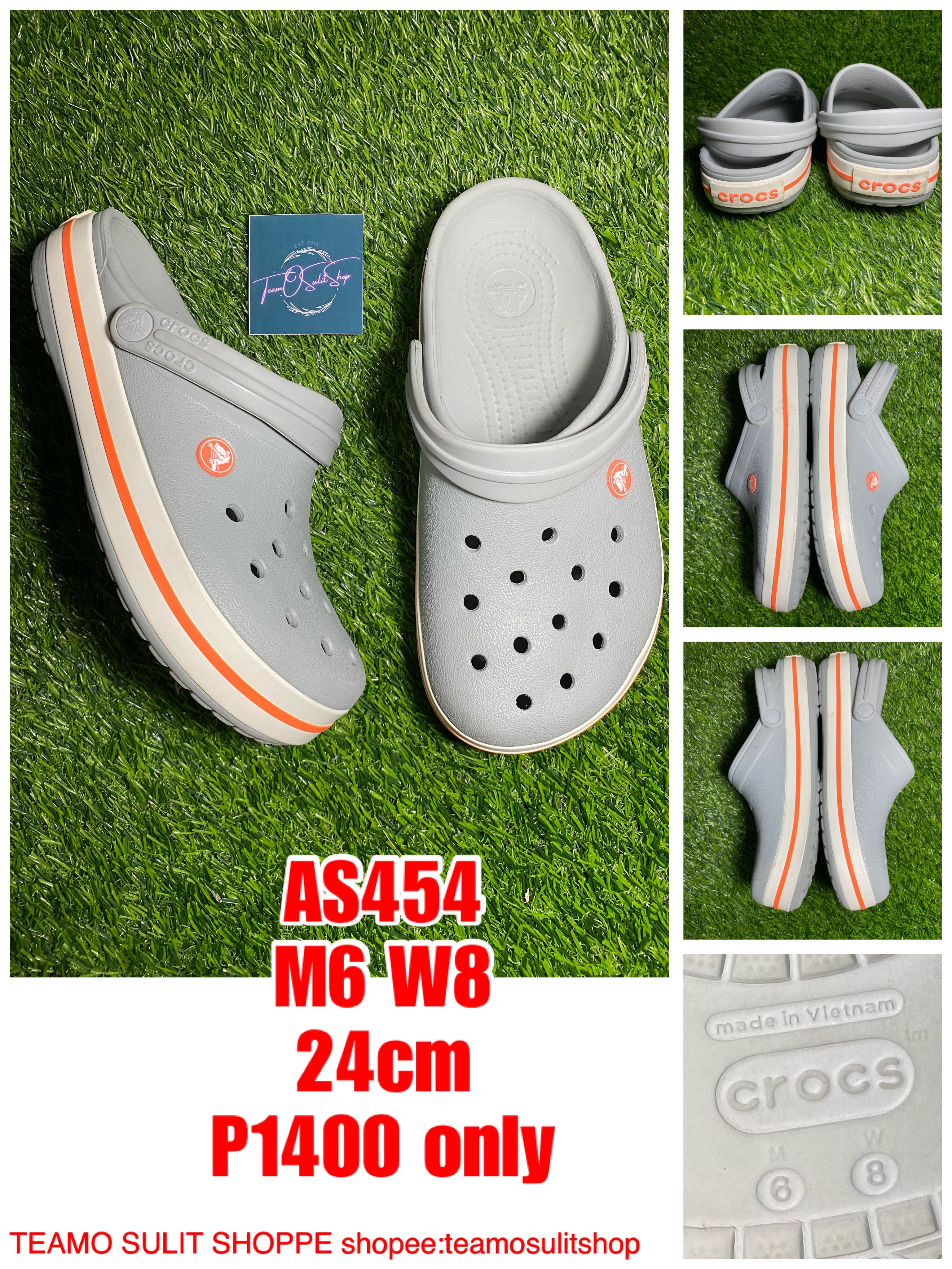 As454 CROCS GRAY M6 W8, Men's Fashion, Footwear, Slippers & Slides on Carousell