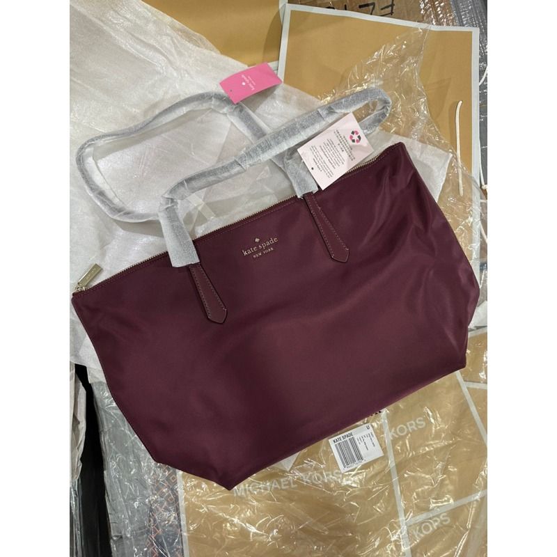 AUTHENTIC/ORIGINAL Kate Spade Kitt Large Nylon Tote Bag Deep Berry ...