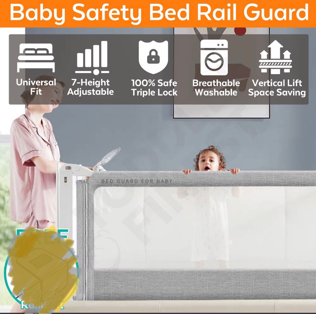 Baby Bed Guard Rail Fence - Toddler Safety Bedrail side abed Bumper ...