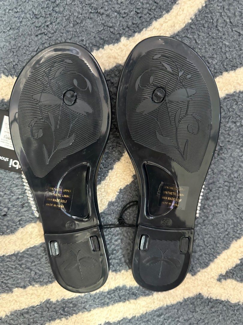 Black Rubi Diamente Thongs, Women's Fashion, Footwear, Flipflops and ...