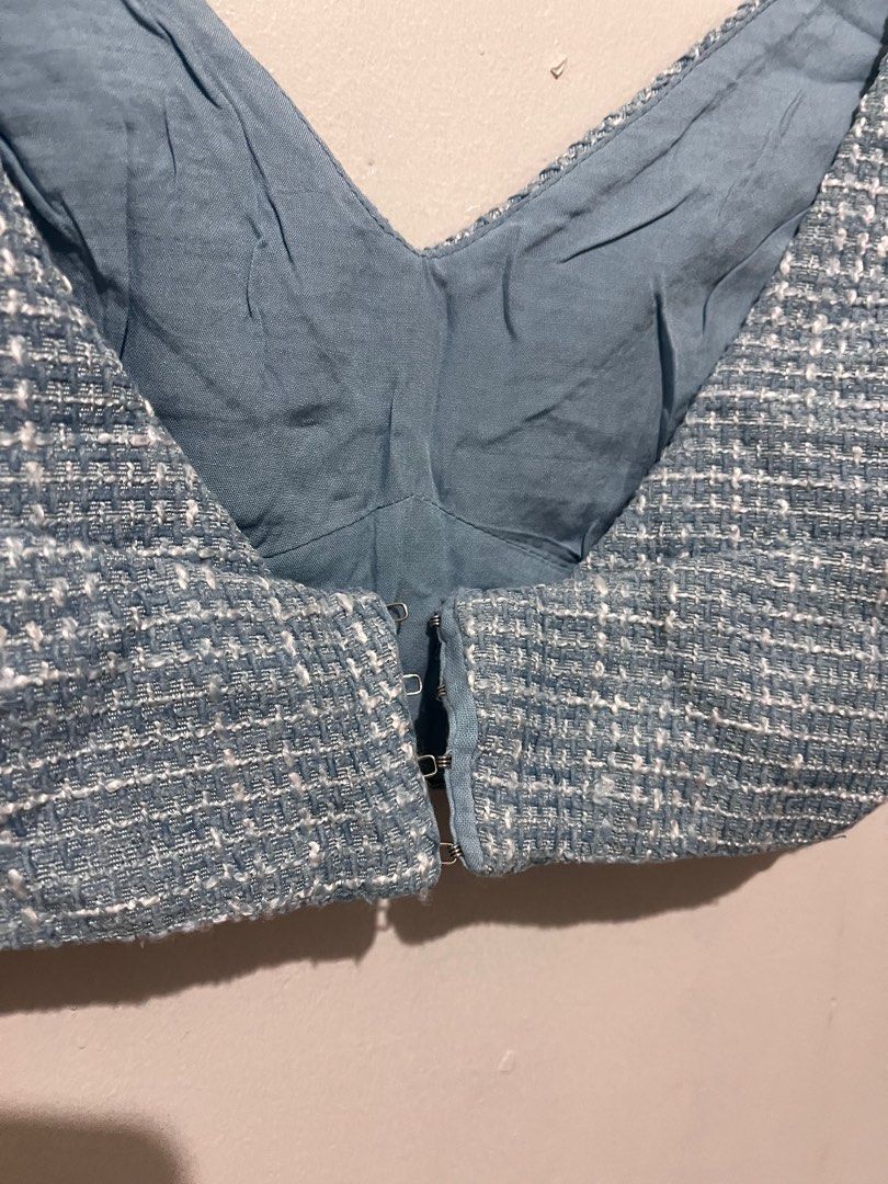 Blue sleveless tweed top, Women's Fashion, Tops, Sleeveless on Carousell