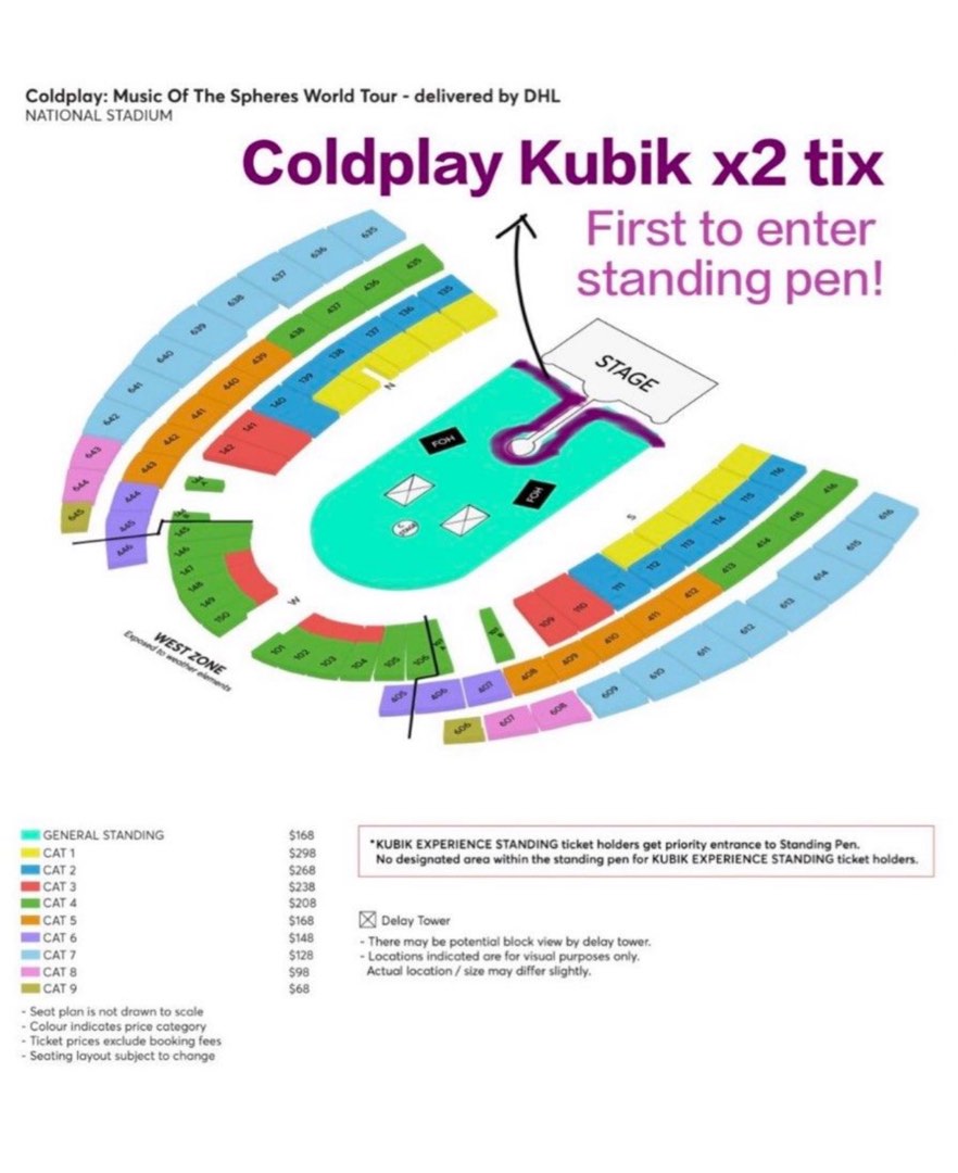 COLDPLAY KUBIK EXPERIENCE STANDING TICKETS 31st Jan 2024 Last Finale SG ...