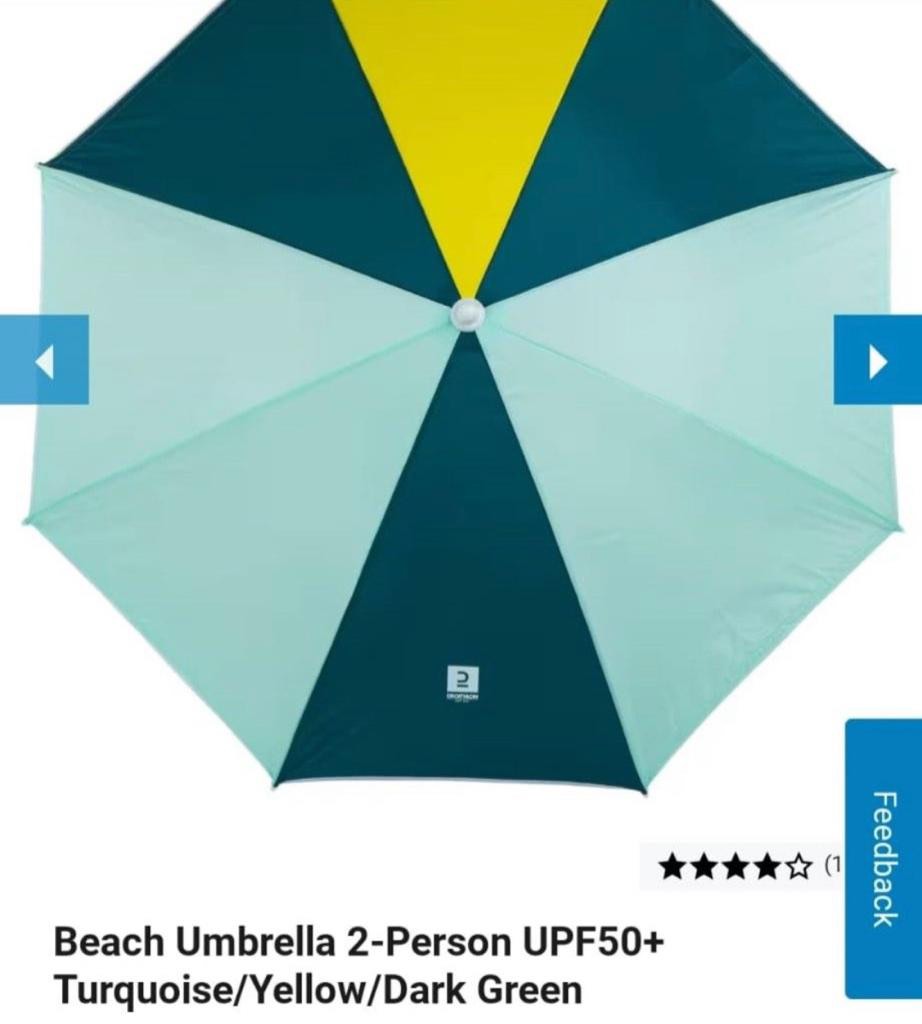Decathlon Beach Umbrella, Hobbies & Toys, Travel, Umbrellas on Carousell