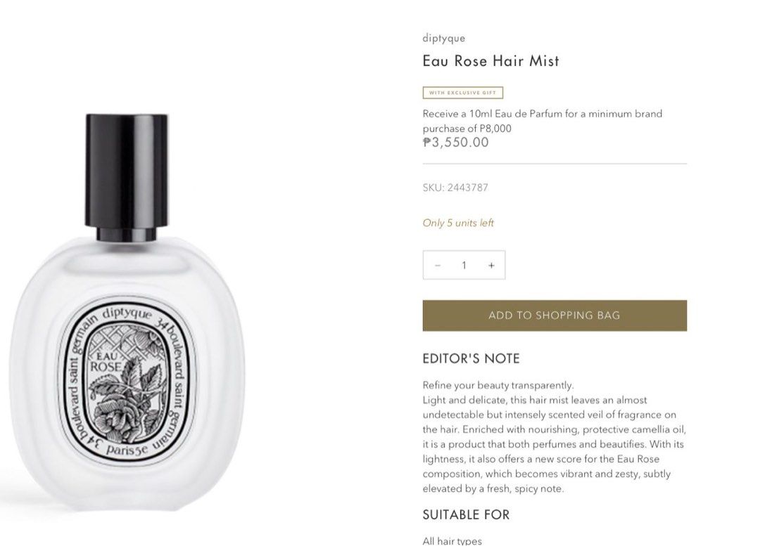 Diptyque Doson Perfume Hair Mist, Beauty & Personal Care, Fragrance ...