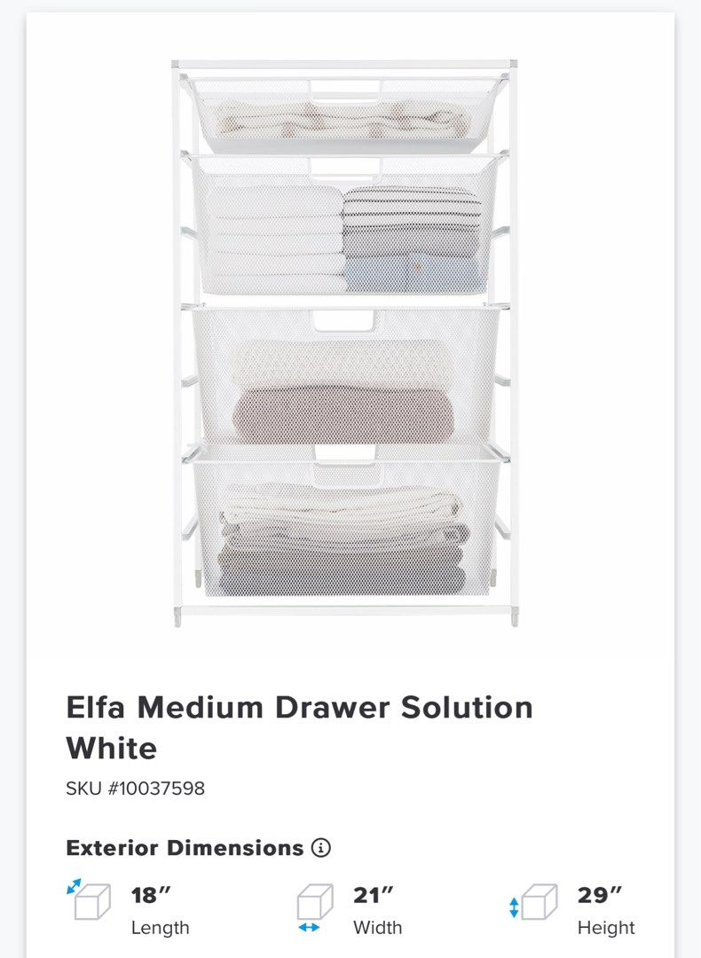 Ella Mesh White Drawer / Organisational System, Furniture & Home Living ...