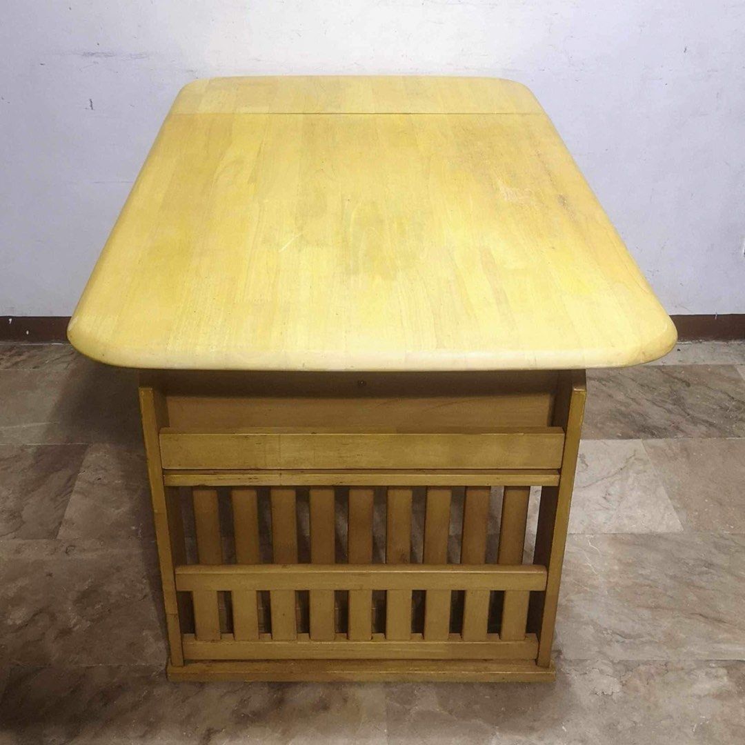 Extendable dining table w/ condiment shelves, solid wood, Furniture ...