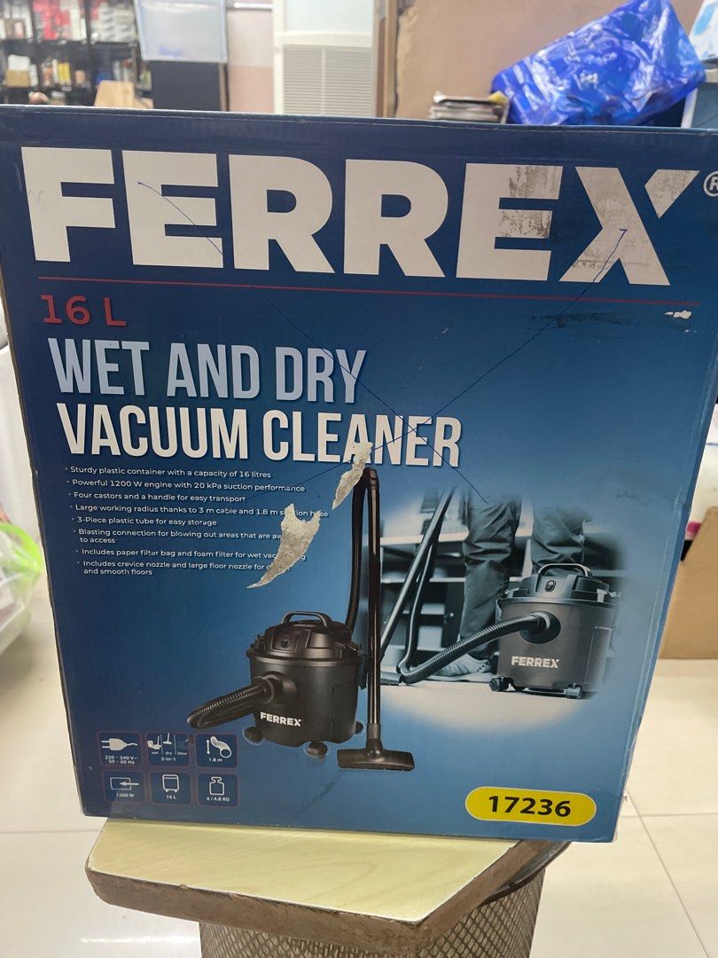 FERREX Wet and Dry Vacuum Cleaner 16L, TV & Home Appliances, Vacuum ...