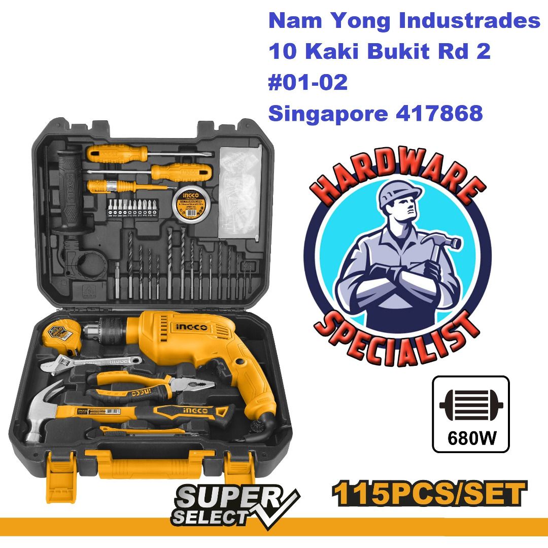 Ingco HKTHP11151 115PCS Hand Tool Set Come With 680W Corded Impact ...