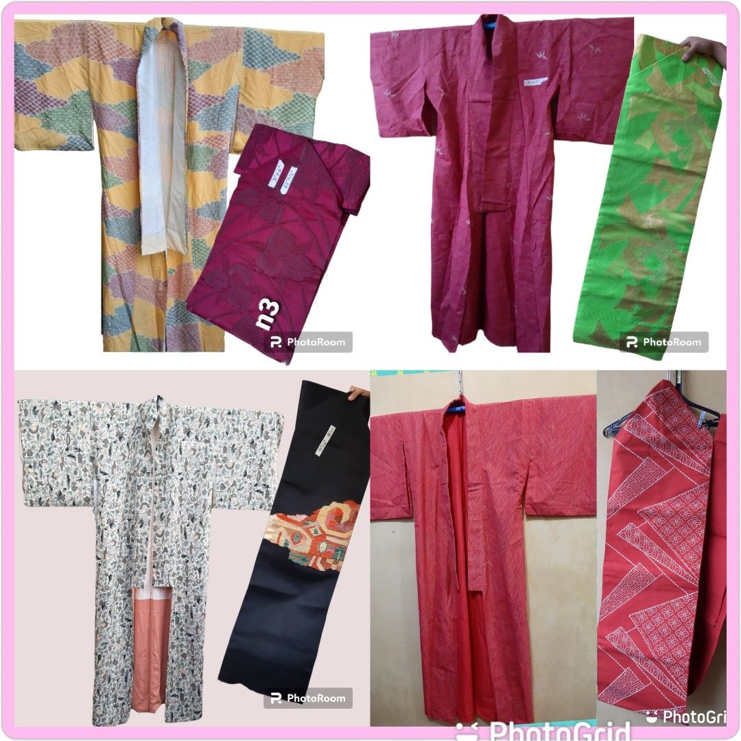 Japanese kimono yukata set for teens and women with obi obiage ang ...