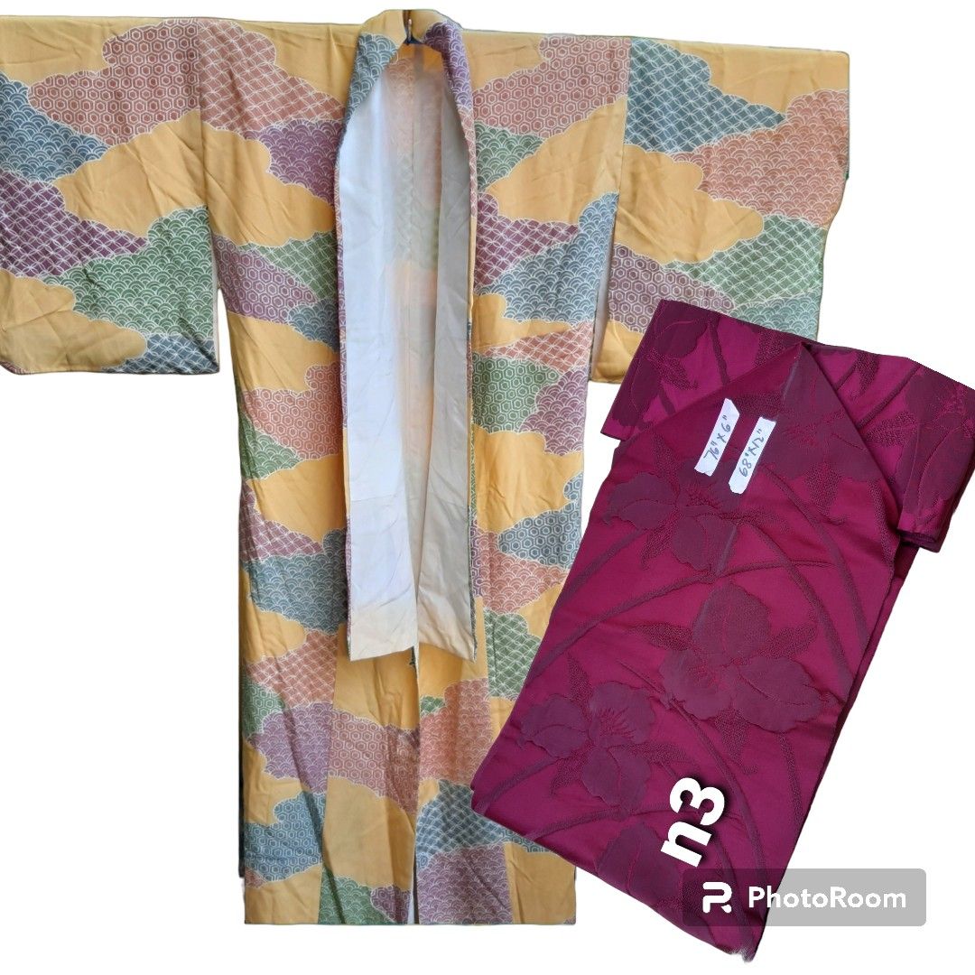 Japanese kimono yukata set for teens and women with obi obiage ang ...