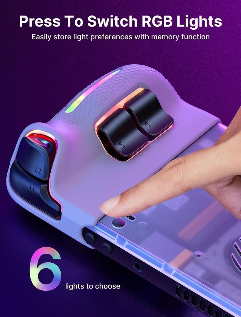 JSAUX Transparent Back Plate RGB Version Compatible for Steam Deck, DIY ...