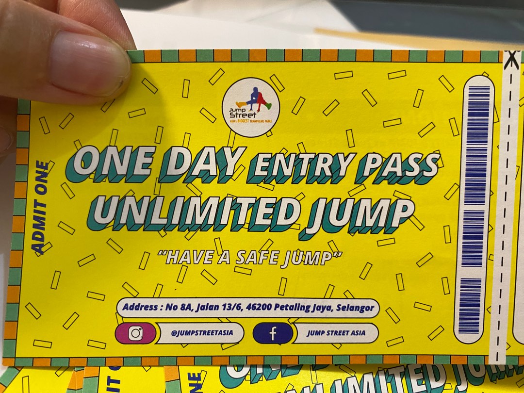 JumpStreet One Day Entry Pass, Tickets & Vouchers, Vouchers on Carousell