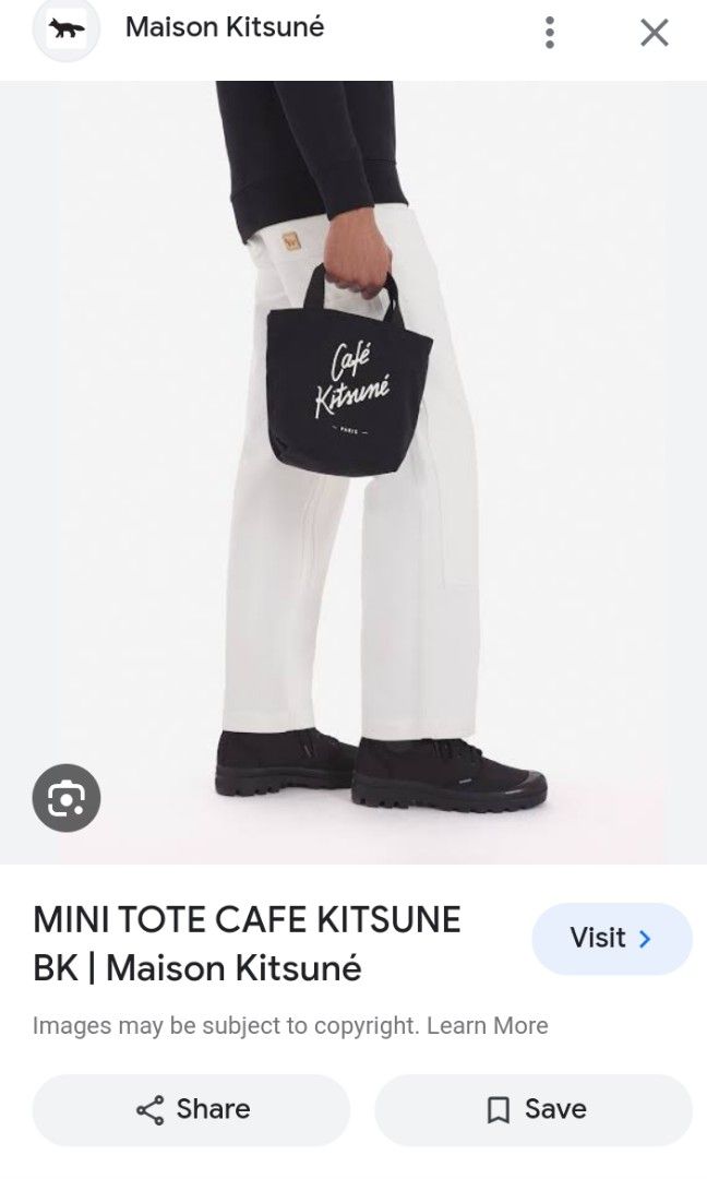 Maison Kitsune Cafe kitsune paris mini tote black bag, Women's Fashion ...