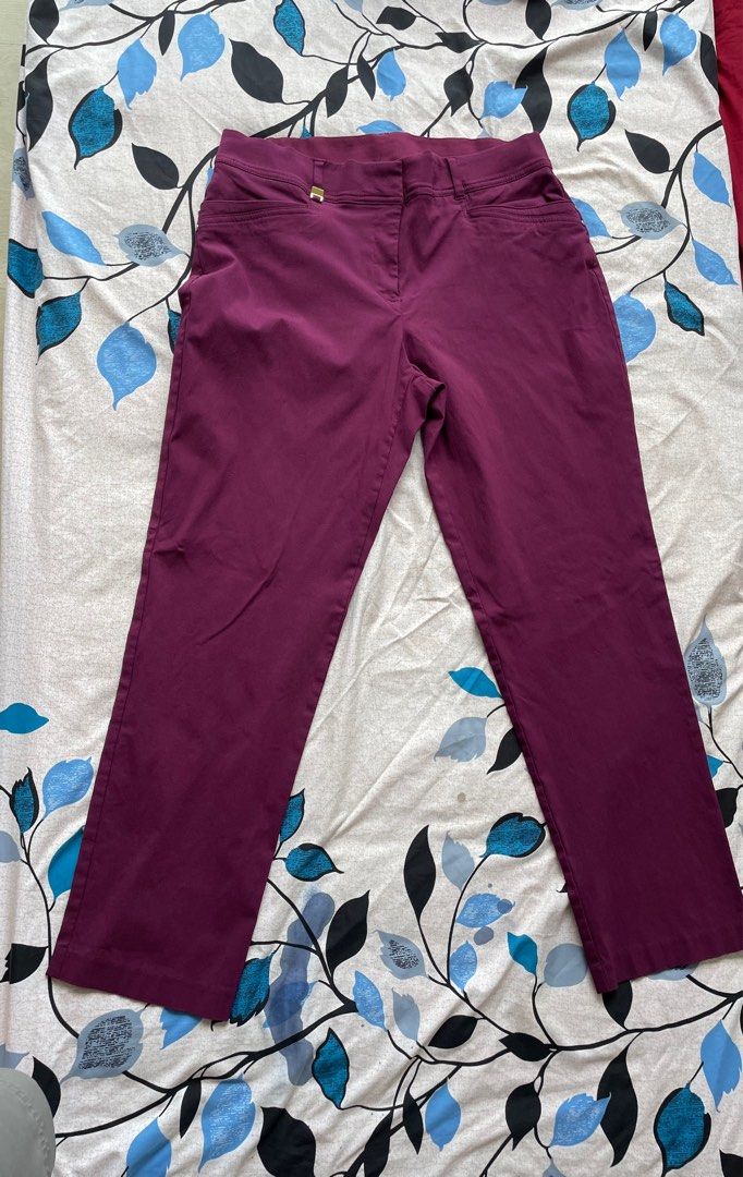 maroon pants stretchable, Women's Fashion, Bottoms, Other Bottoms on ...