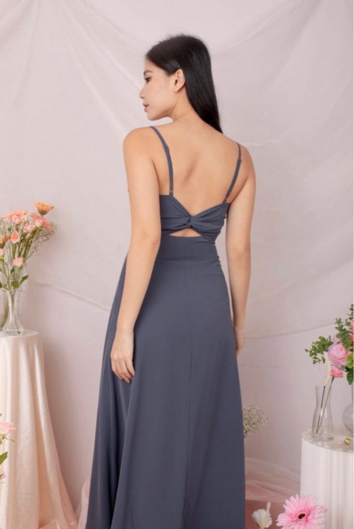 MGP Label Liessa Ruched Twist Maxi Dress (Ocean), Women's Fashion ...