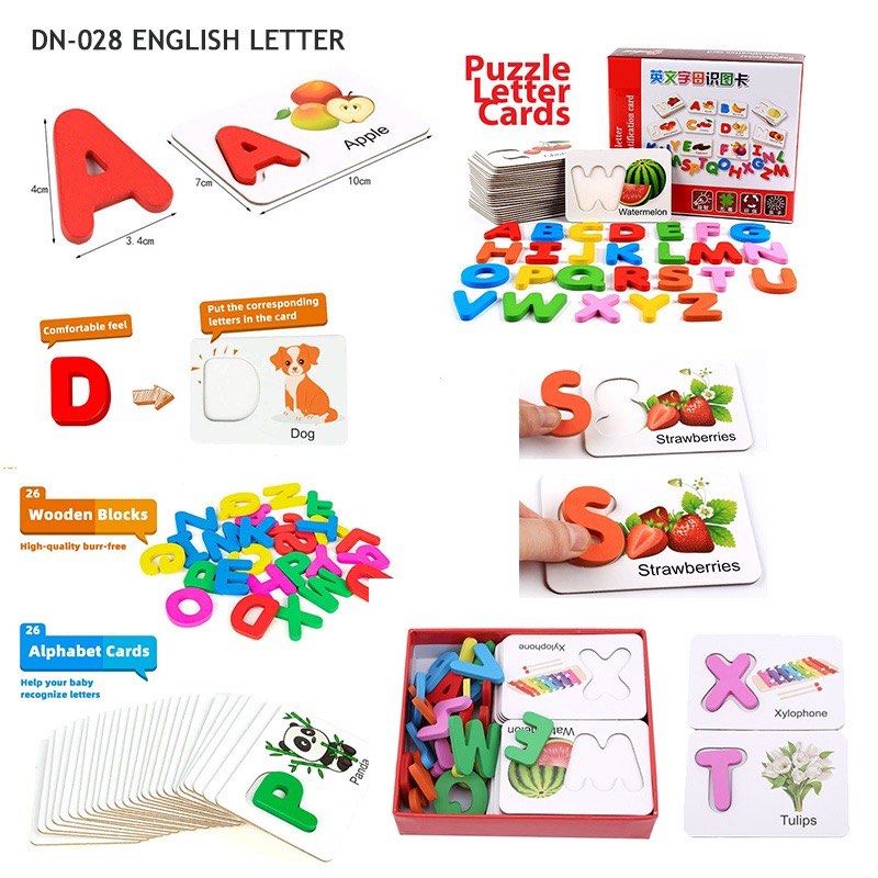 Montessori Early Learning Wooden Alphabet Matching Toy Set, Babies ...