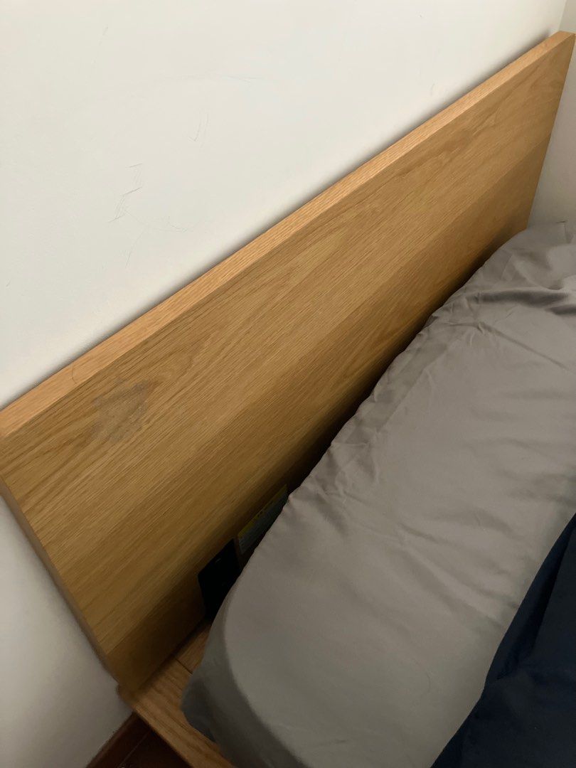 Muji Single Bed With Headboard in Oak, Furniture & Home Living ...