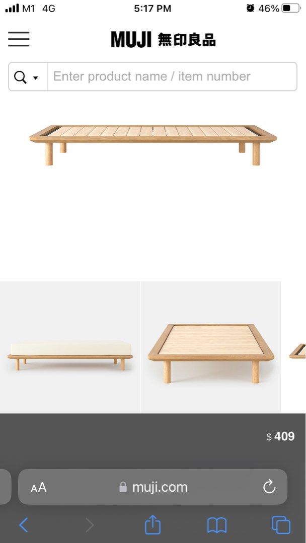 Muji Single Bed With Headboard in Oak, Furniture & Home Living ...