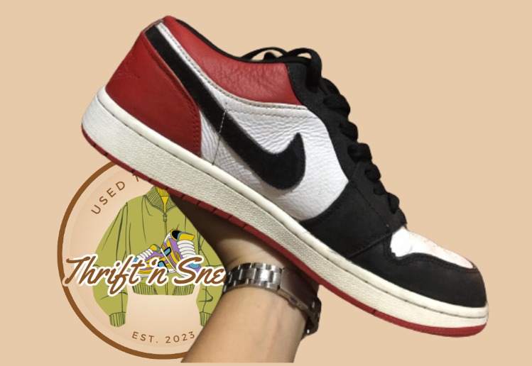 NIKE Air Jordan 1 Retro Low OG Black Toe Low Cut Sneakers, Men's ...