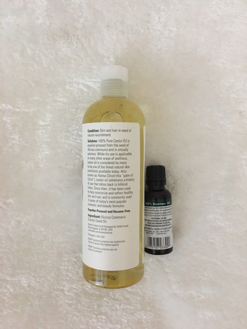 Now Castor Oil 473ml + Cococare Rosemary Essential Oil 30ml #Thinning ...