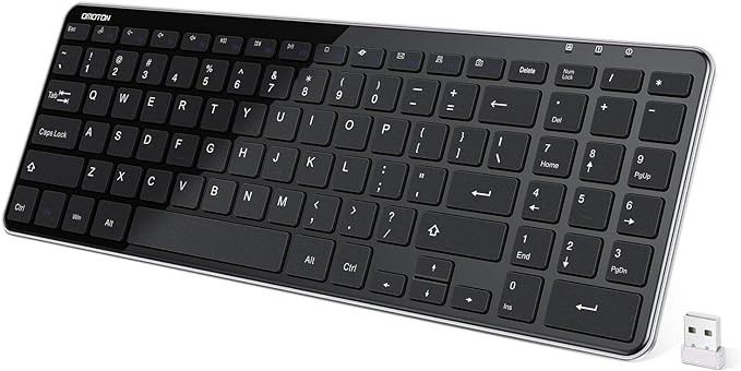 OMOTON 2.4G Wireless Keyboard Ultra Slim Keyboard with USB Receiver ...