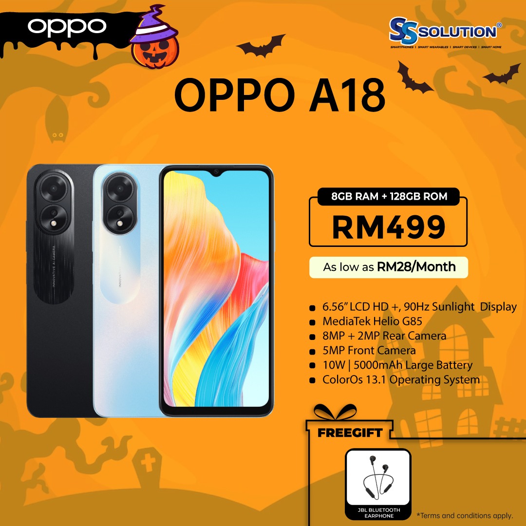 Oppo A18 ( 8GB RAM + 128GB ROM ) With 1 Year Warranty By Oppo Malaysia ...